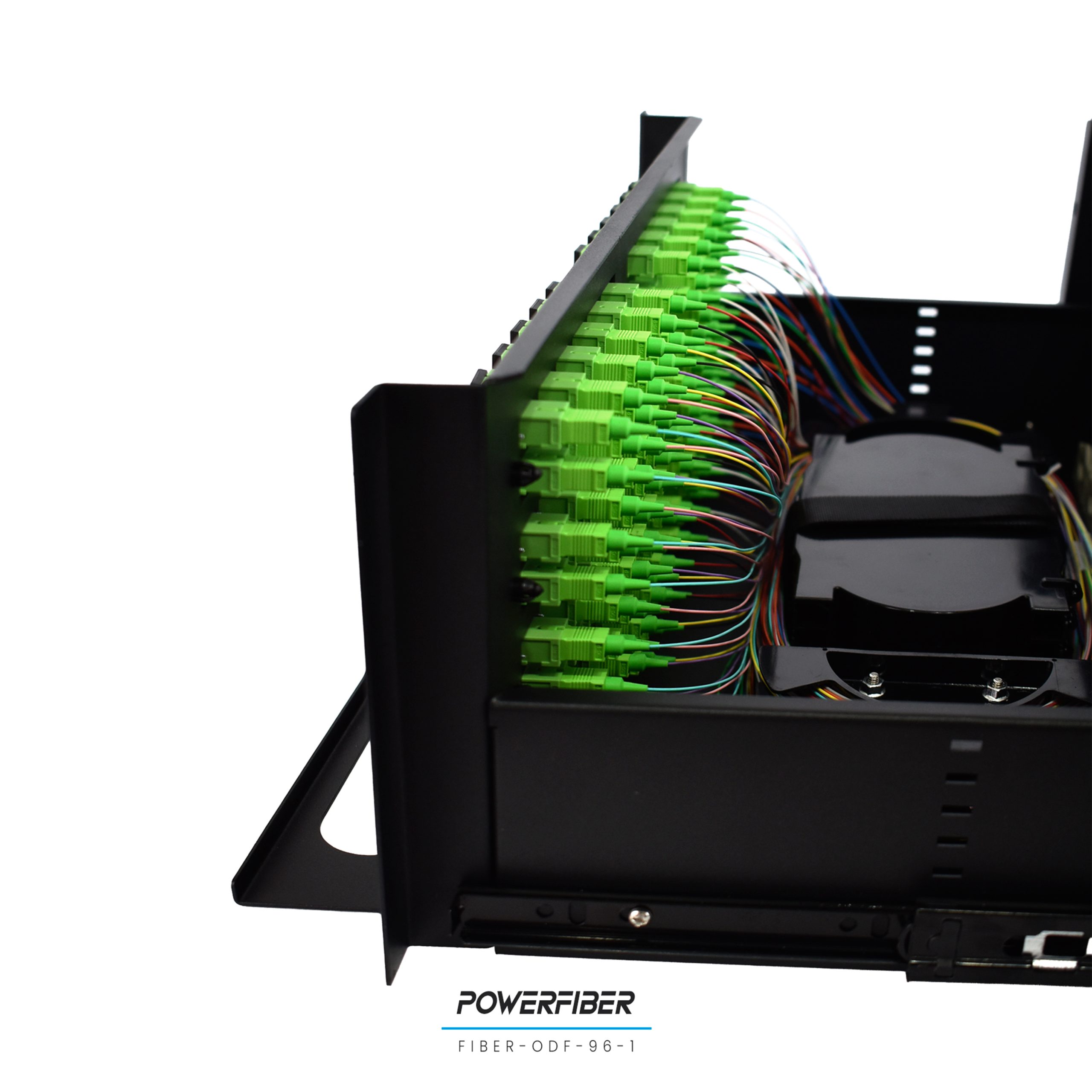 DISTRIBUIDOR DE FIBRA OPTICA 96 PUERTOS CON ADAPTADOR SC/APC CON PIGTAILS • POWERFIBER - ARGENTINA