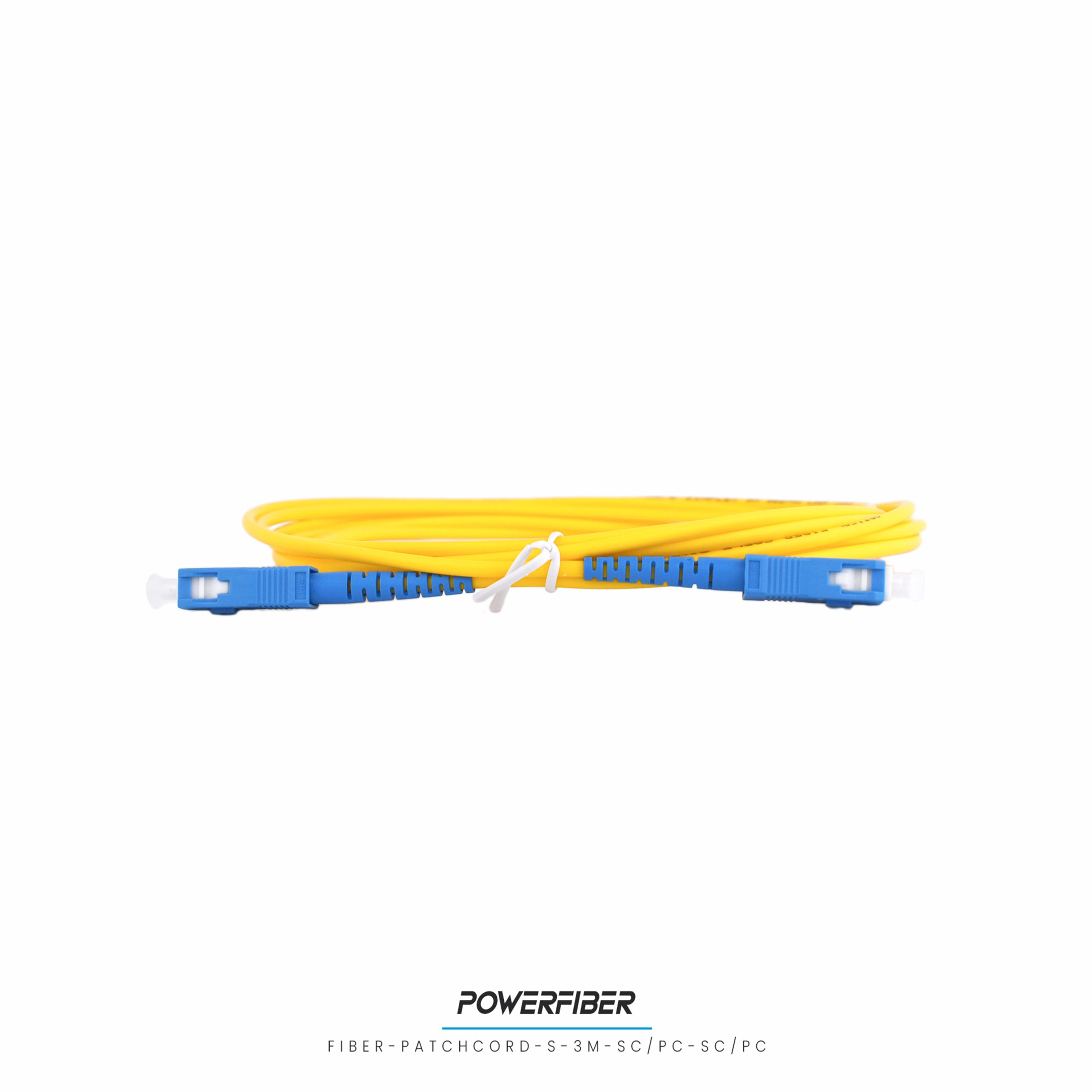 PATCHCORD SIMPLE MONOMODO 3 METROS SC/PC-SC/PC • POWERFIBER - ARGENTINA